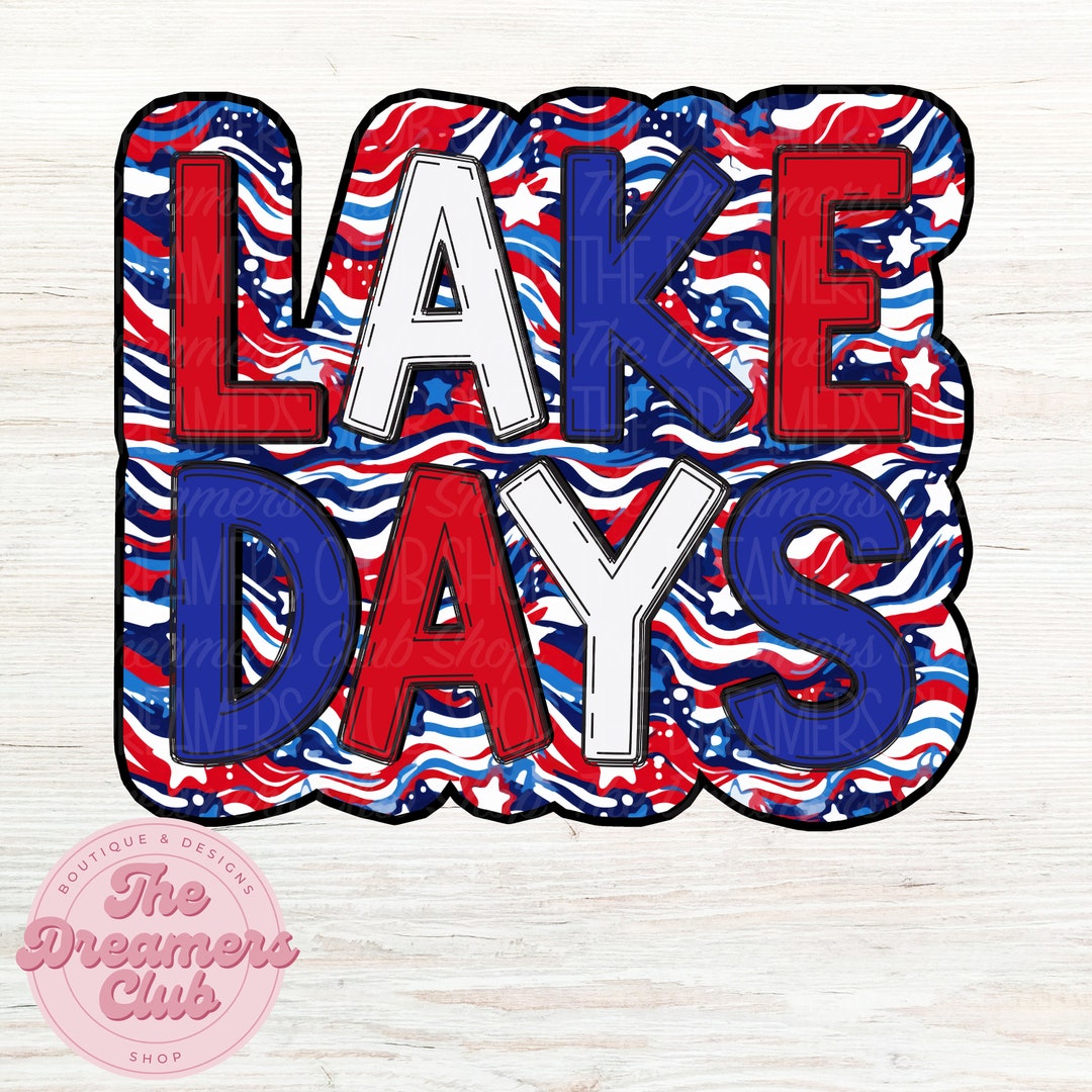 Lake Days PNG, Patriotic, Red White & Blue, Scribble Doodle, Digital ...