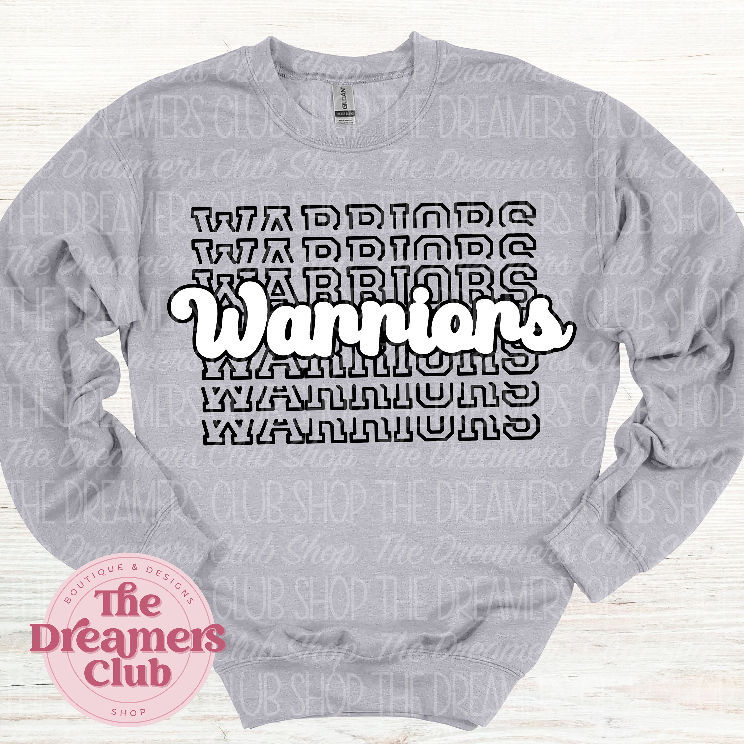 Warriors Stacked PNG, Mascot PNG, White , Black, Digital File, Retro ...