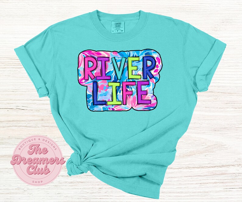 River Life PNG, Bright Malibu Floral, Scribble Doodle, Digital File ...