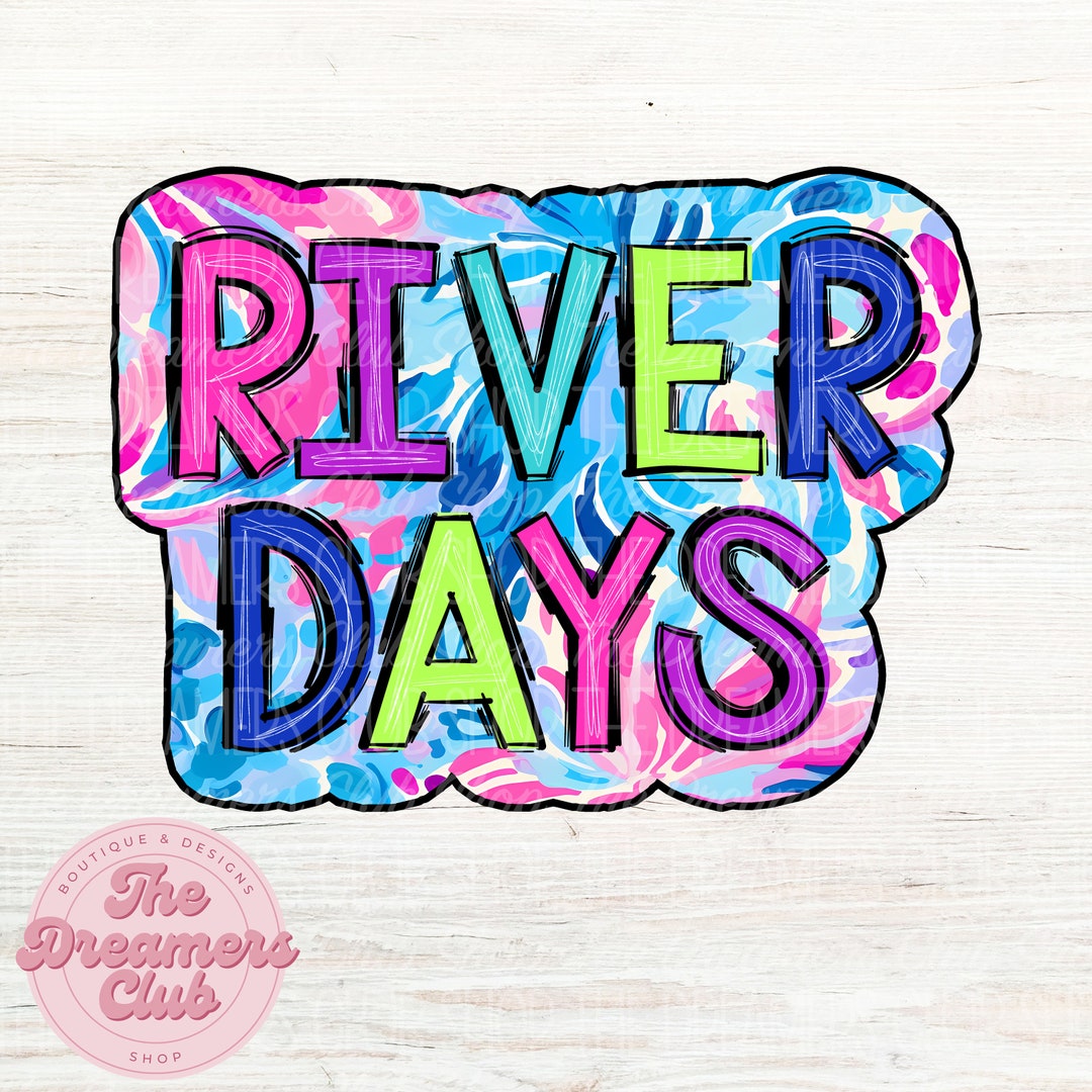 River Days PNG, Bright Malibu Floral, Scribble Doodle, Digital File ...