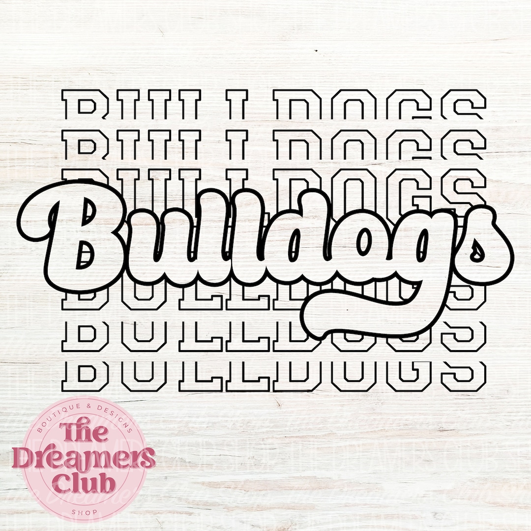 Bulldogs Stacked PNG, Mascot Png,bright , Black, Digital File, Retro ...