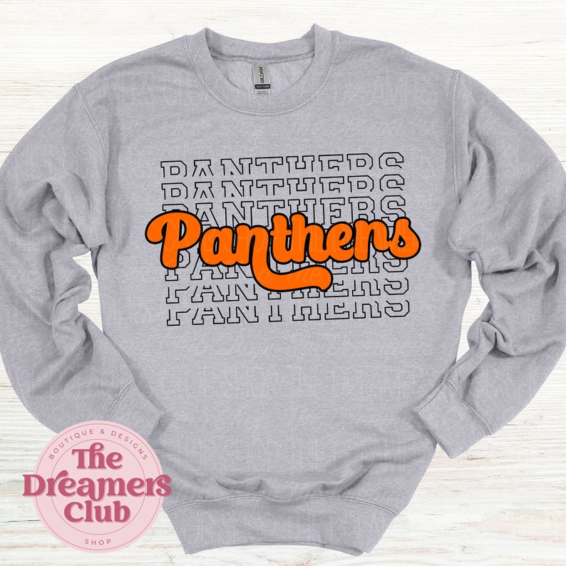 Panthers Stacked PNG, Mascot PNG, Orange , Black, Digital File, Retro ...