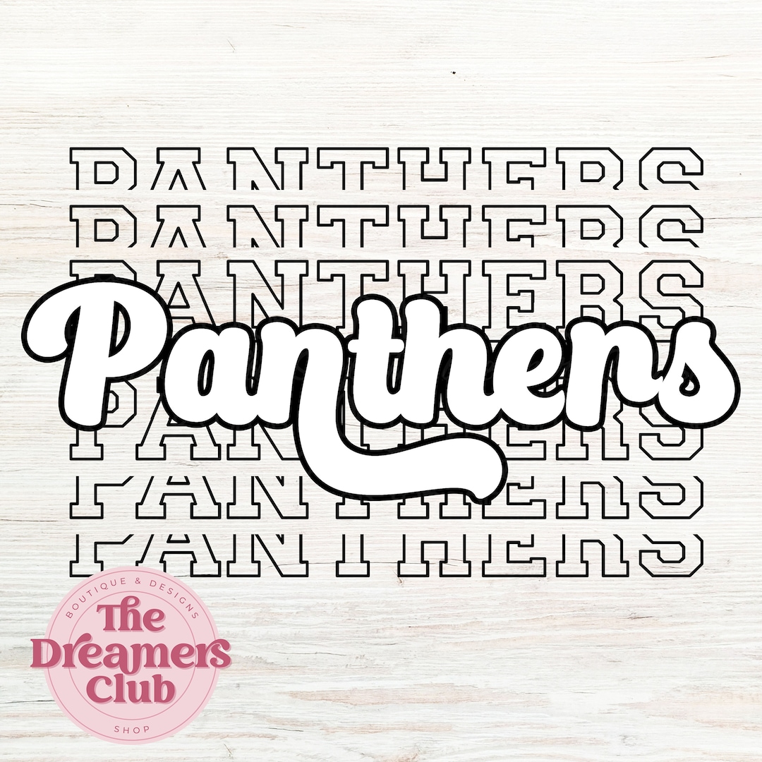 Panthers Stacked PNG, Mascot PNG, White , Black, Digital File, Retro ...