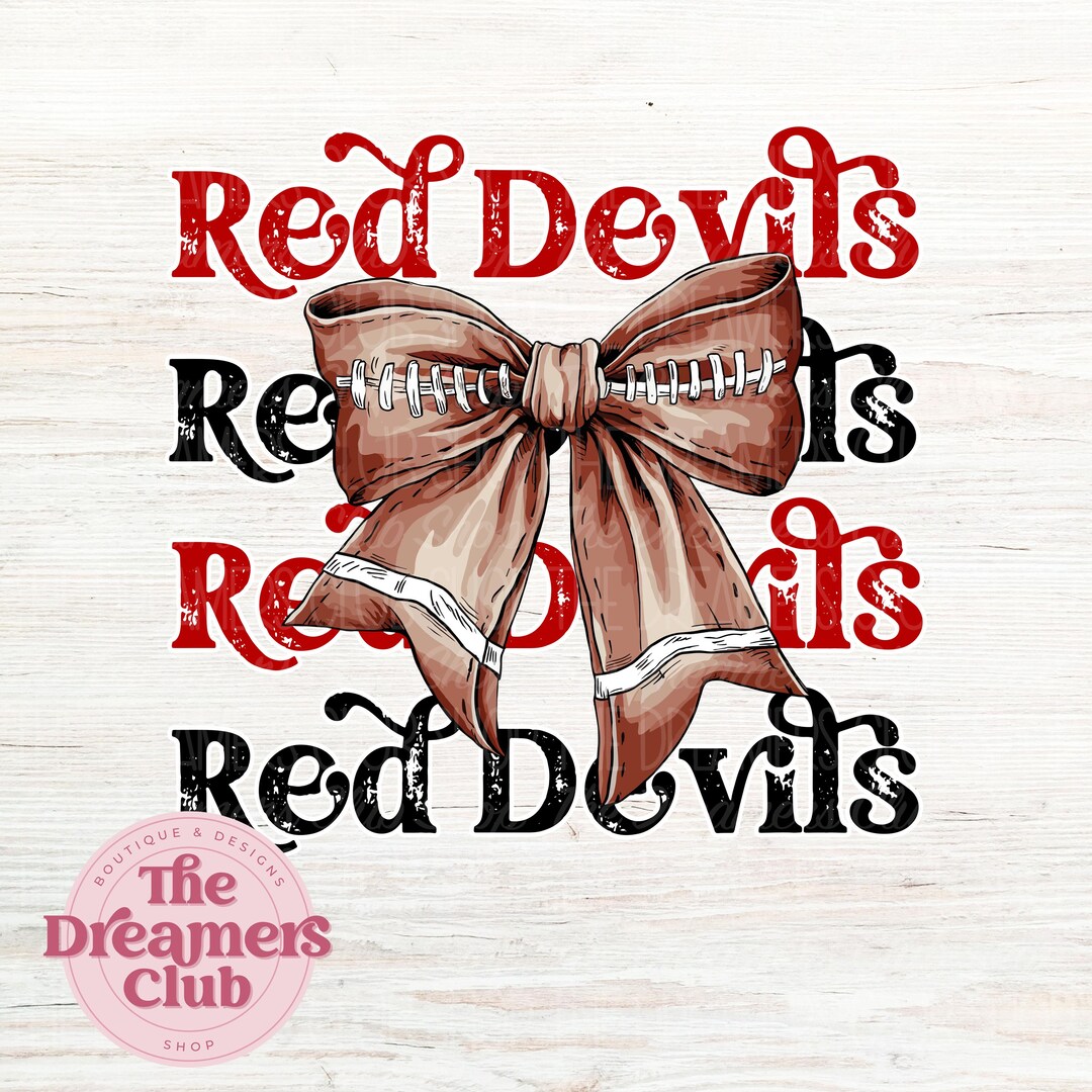 Red Devils Retro Football Bow Png, Coquette Bow Png,football Shirt Png ...