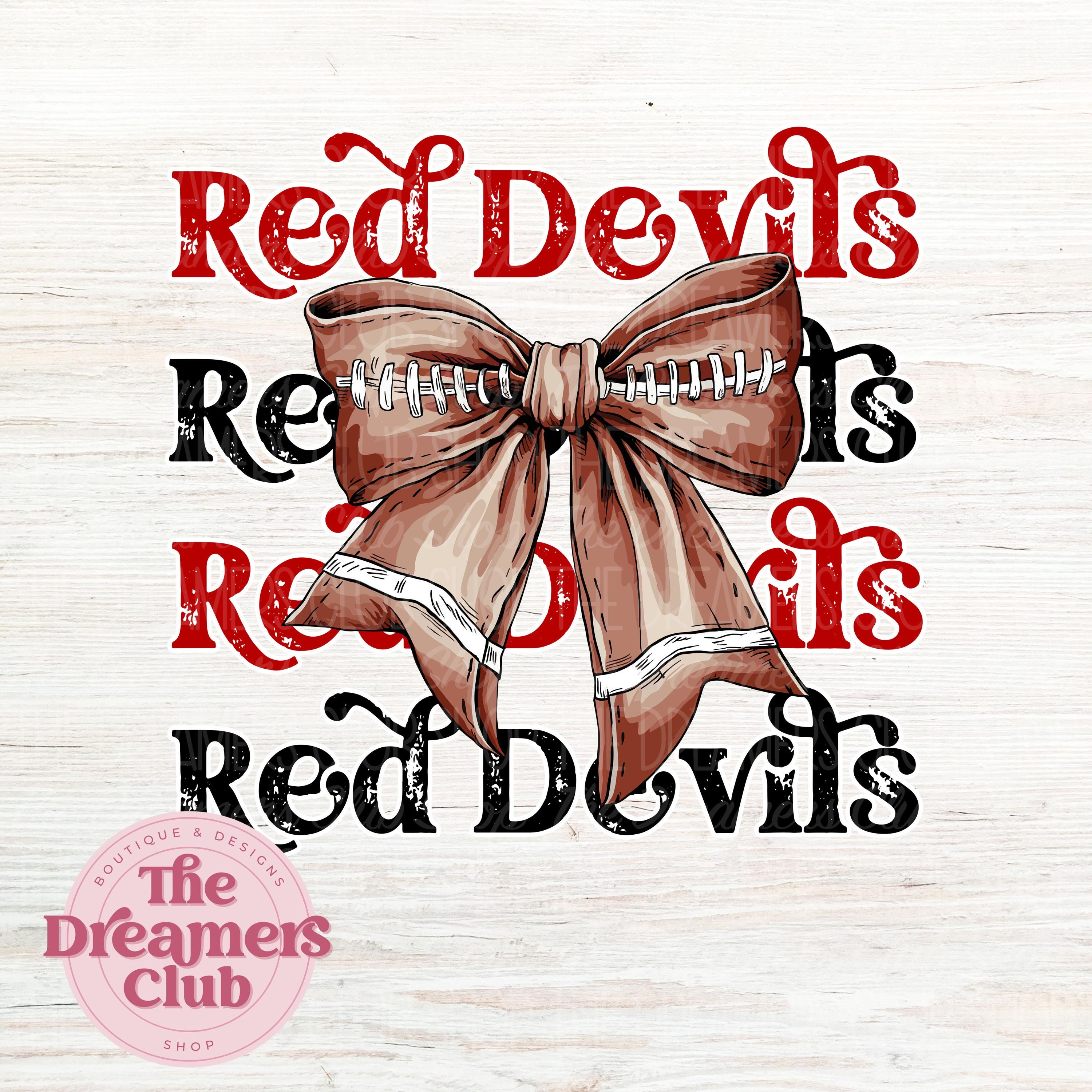 Red Devils Retro Football Bow Png, Coquette Bow Png,football Shirt Png ...