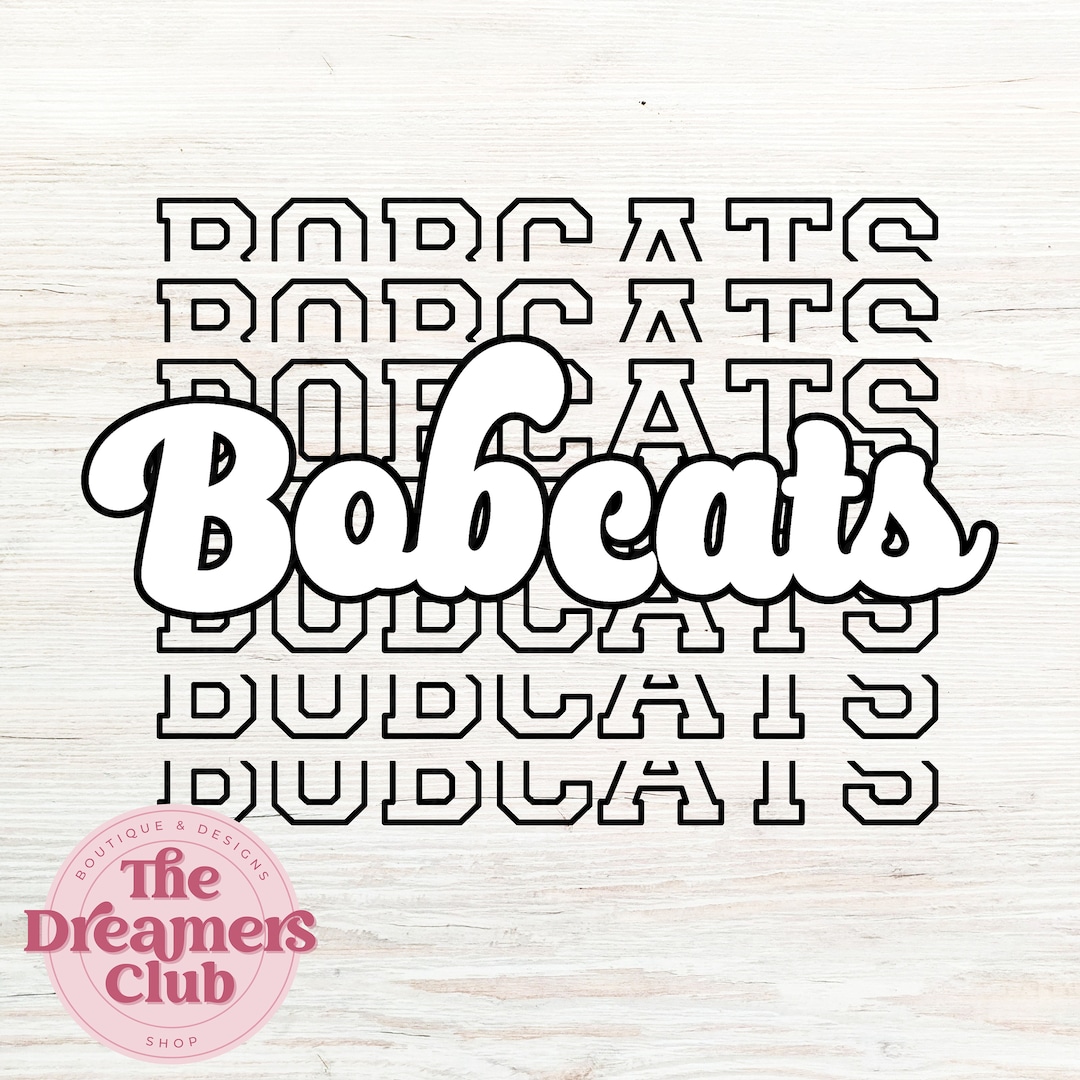 Bobcats Stacked PNG, Mascot Png,bright , Black, Digital File, Retro ...
