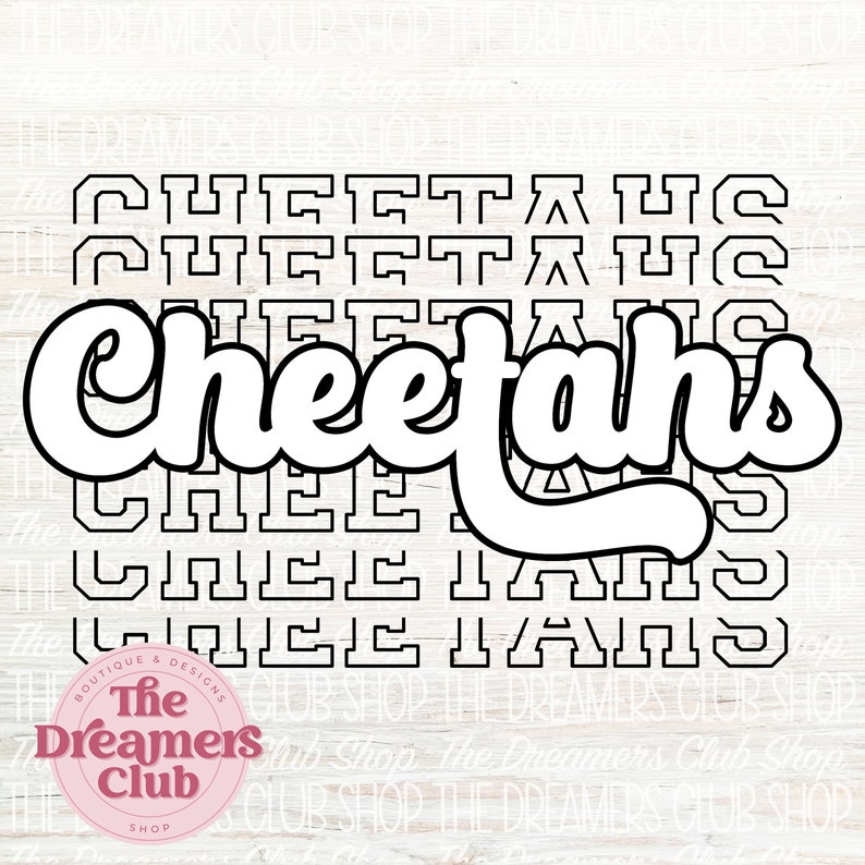 Cheetahs Stacked PNG, Mascot PNG, White , Black, Digital File, Retro ...