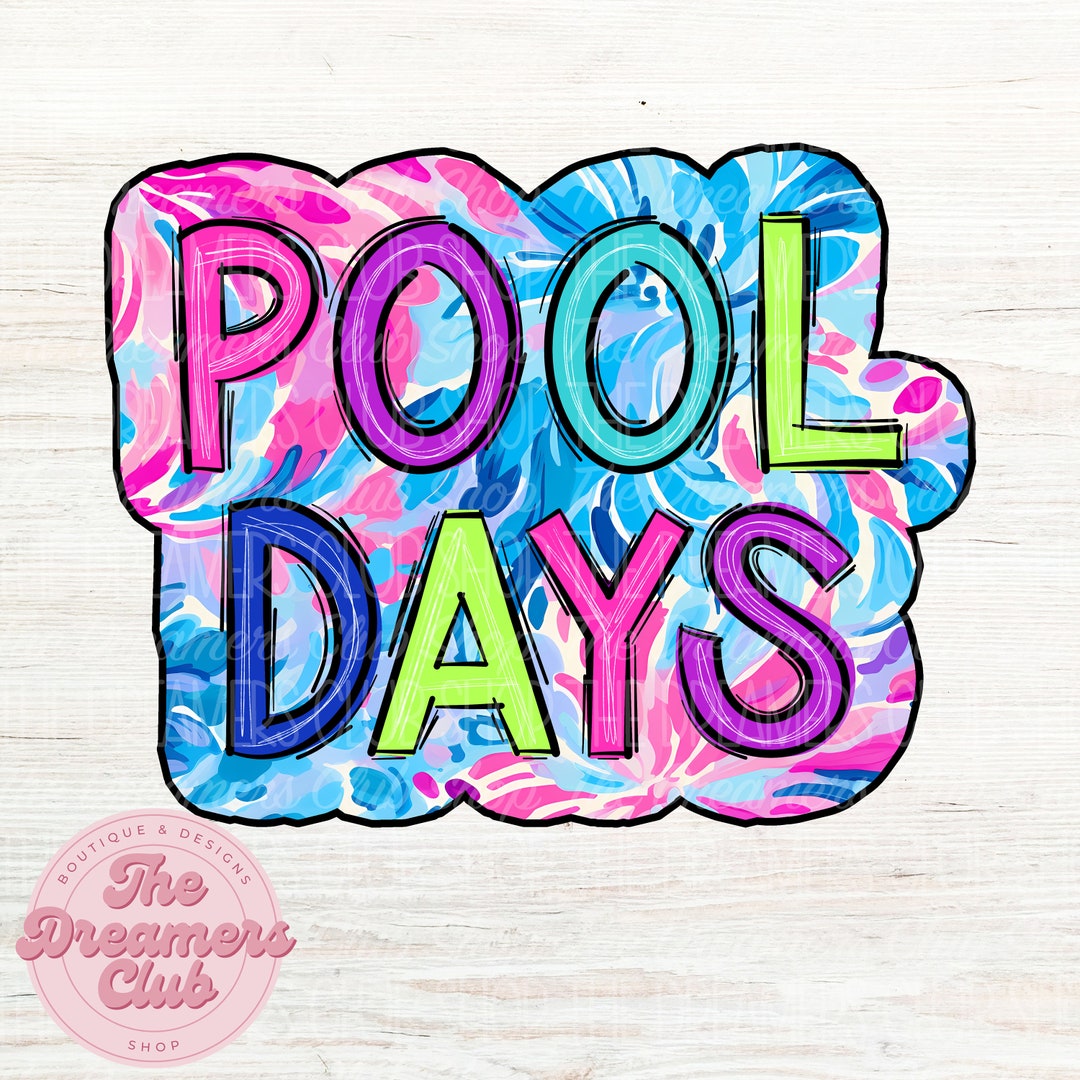 Pool Days PNG, Bright Malibu Floral, Scribble Doodle, Digital File ...