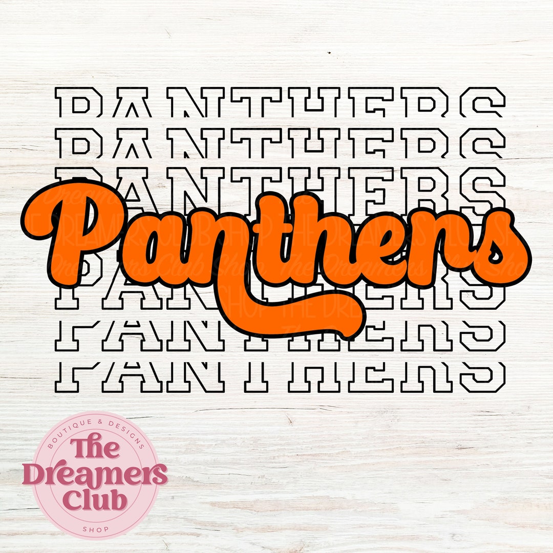 Panthers Stacked PNG, Mascot PNG, Orange , Black, Digital File, Retro ...