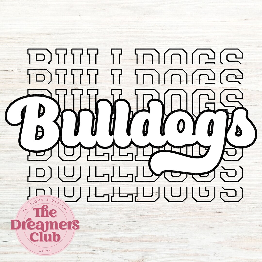 Bulldogs Stacked PNG, Mascot PNG, White , Black, Digital File, Retro ...
