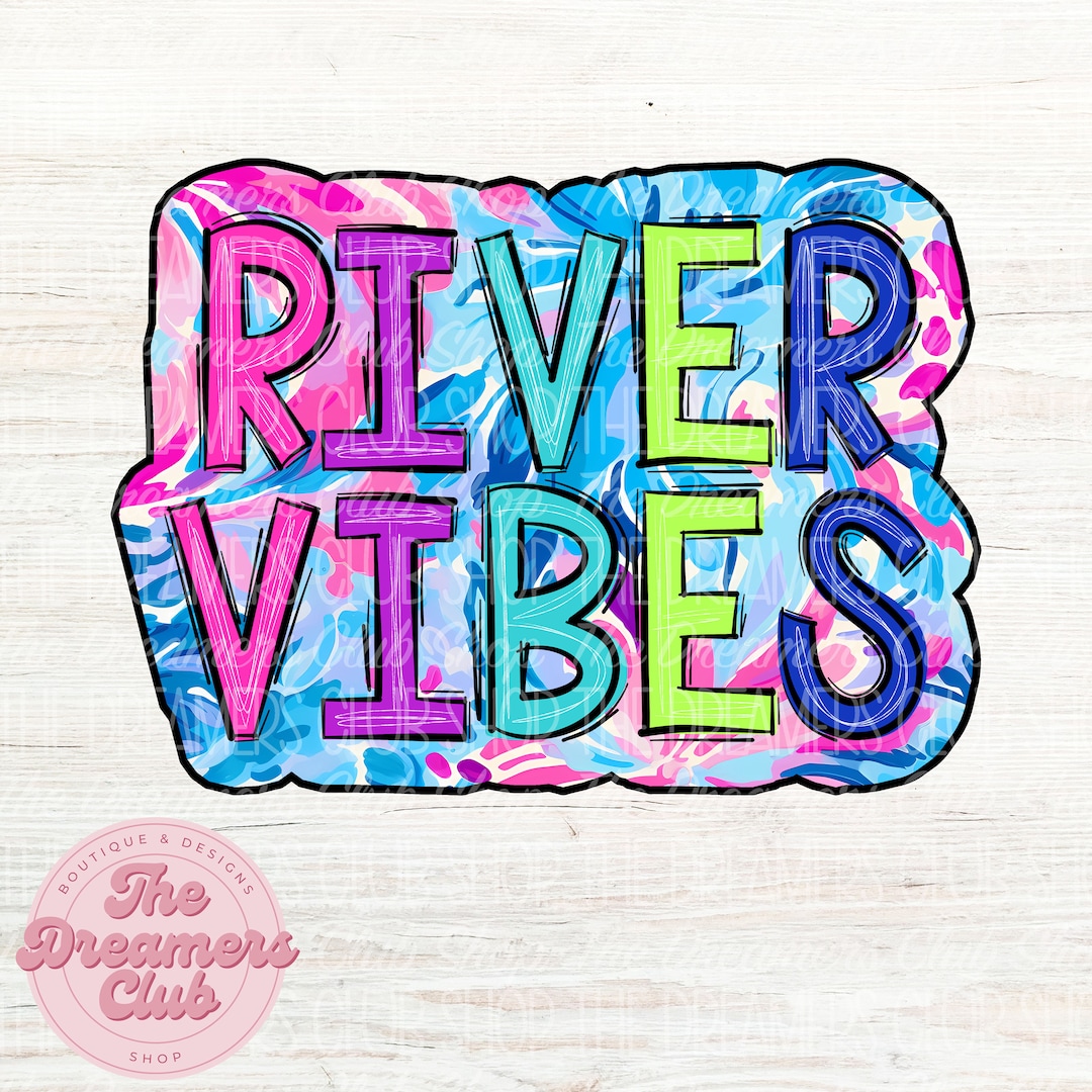River Vibes PNG, Bright Malibu Floral, Scribble Doodle, Digital File ...