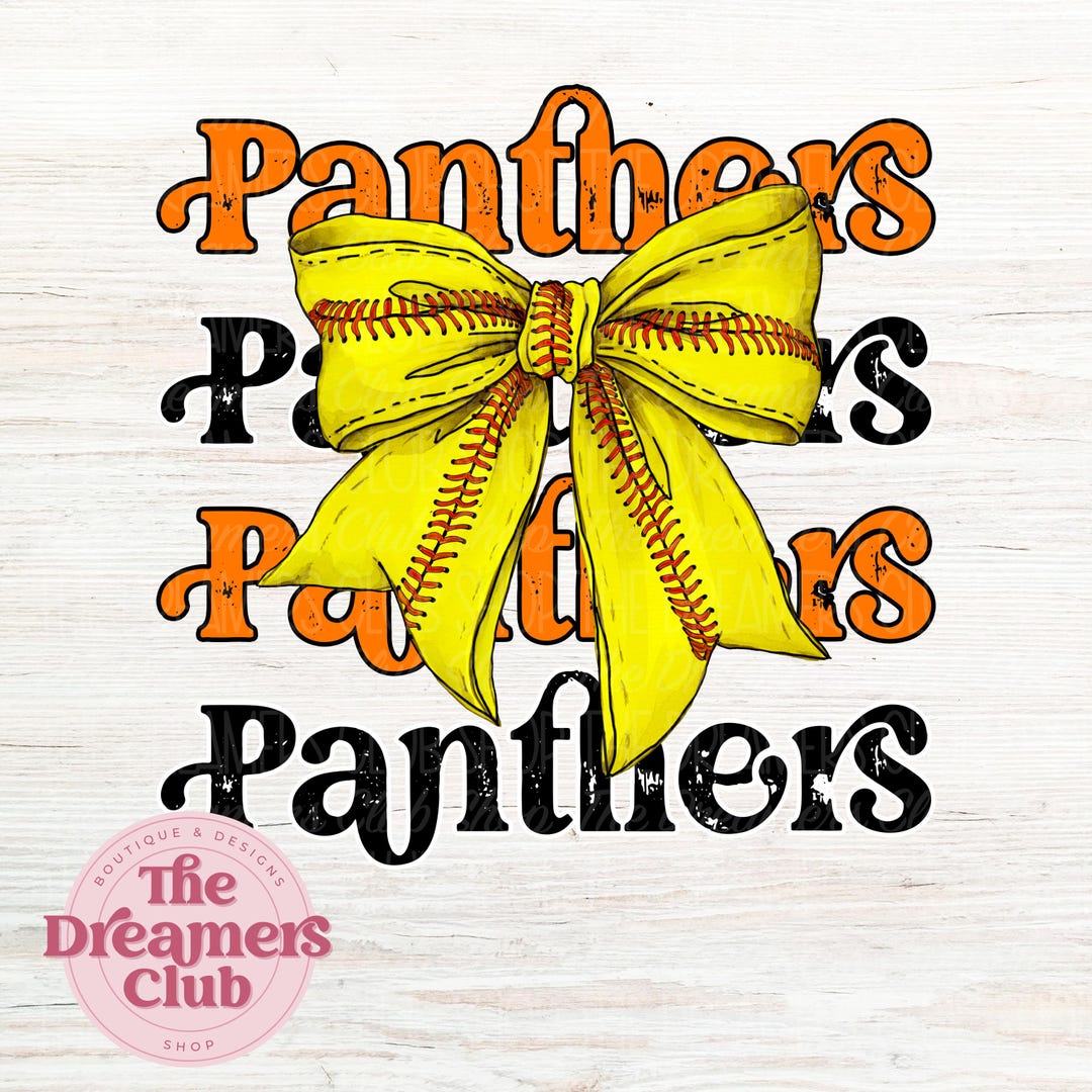 Panthers Retro Softball Bow Png, Coquette Bow PNG, Fall Softball Shirt ...