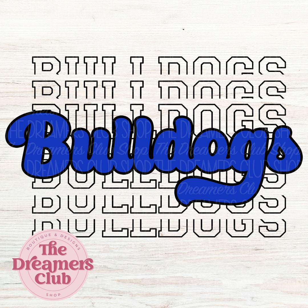 Bulldogs Stacked PNG, Mascot PNG, Blue , Black, Digital File, Retro ...