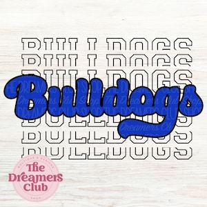 Bulldogs Stacked PNG, Mascot PNG, Blue , Black, Digital File, Retro ...