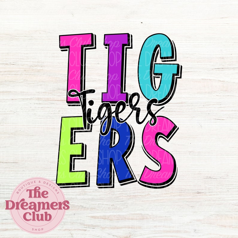 Tigers PNG, Mascot PNG, Popping Bright , Scribble Doodle, Digital File ...