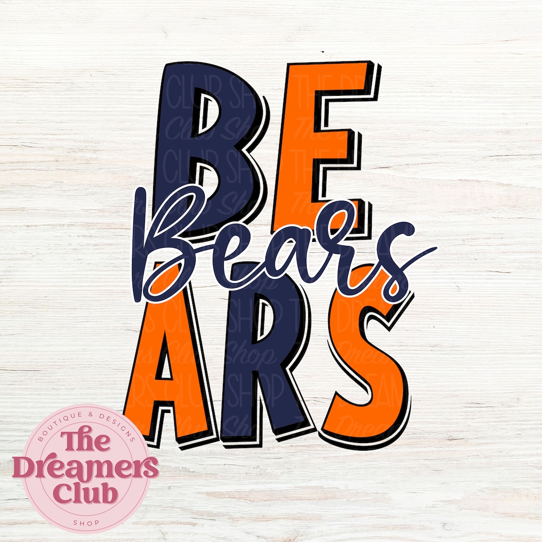 Bears PNG, Mascot PNG, Popping, Navy & Orange, Scribble Doodle, Digital ...