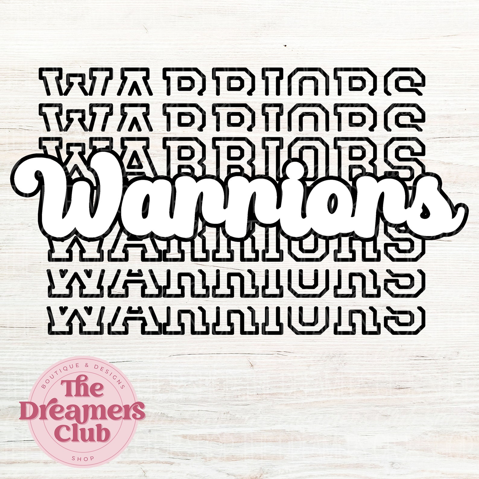 Warriors Stacked PNG, Mascot PNG, White , Black, Digital File, Retro ...