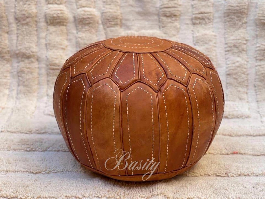 Introducing the HEM Design Round Moroccan Pouf: Elegant Leather ...