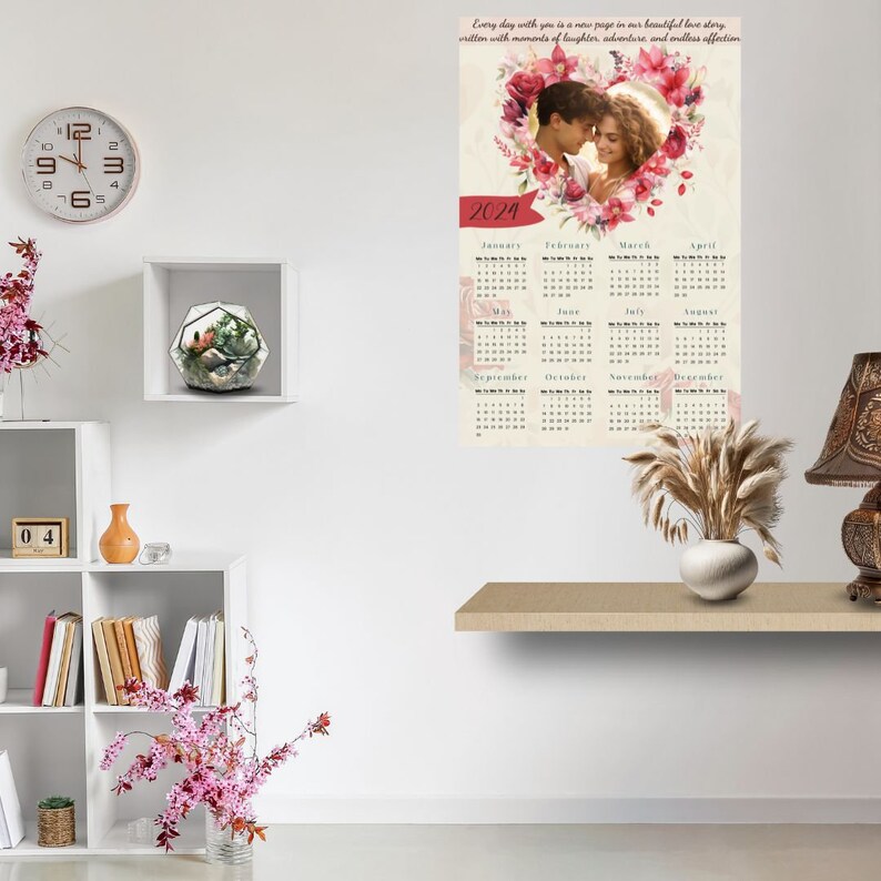 Personalized 2024 Valentine's Wall Photo Calendar, Canva Template ...