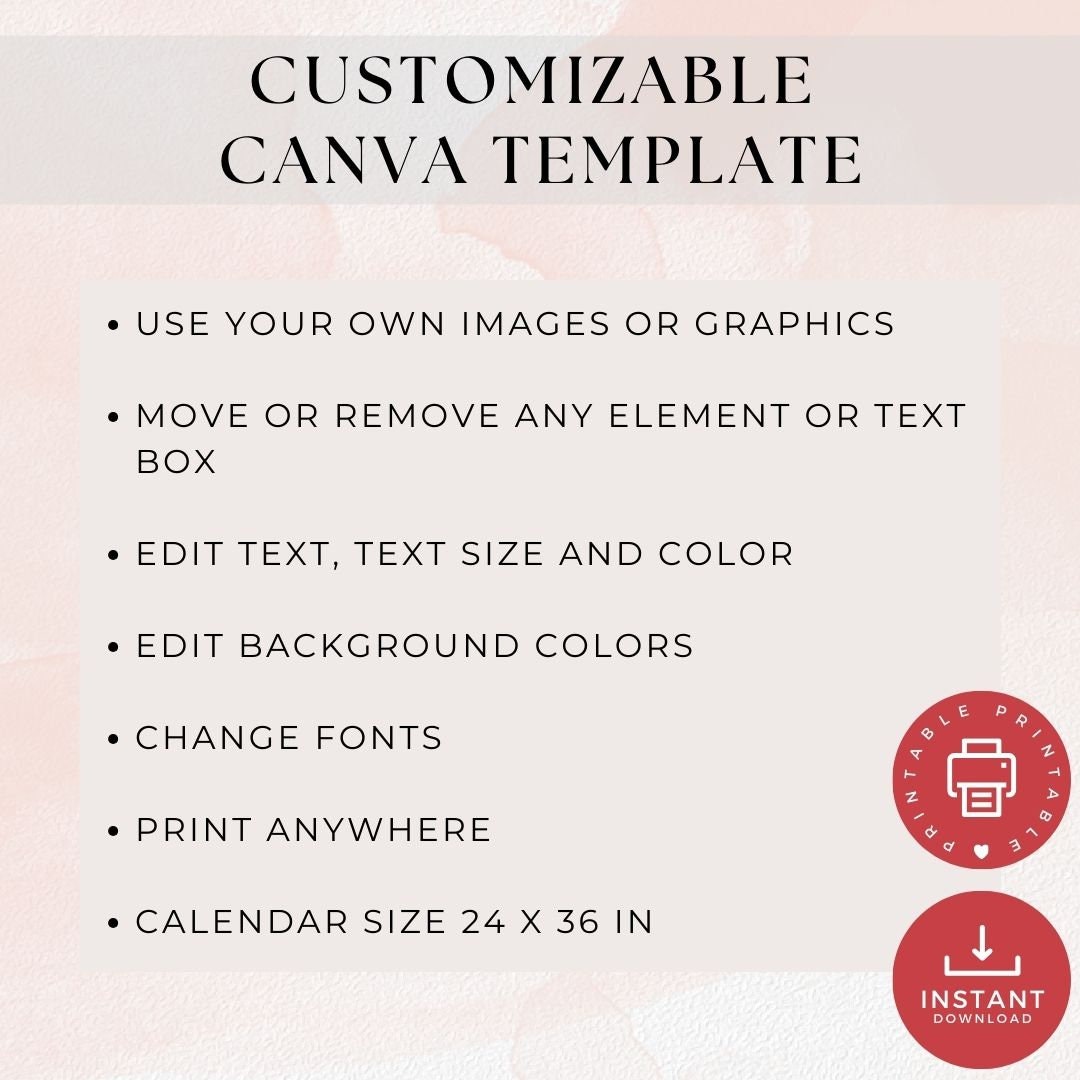 Personalized 2024 Valentine's Wall Photo Calendar, Canva Template ...
