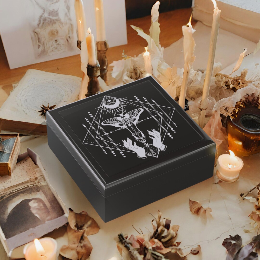 Death Head Moth Jewelry Box, Witch Alter Box, Luna Moth, Tarot Deck ...
