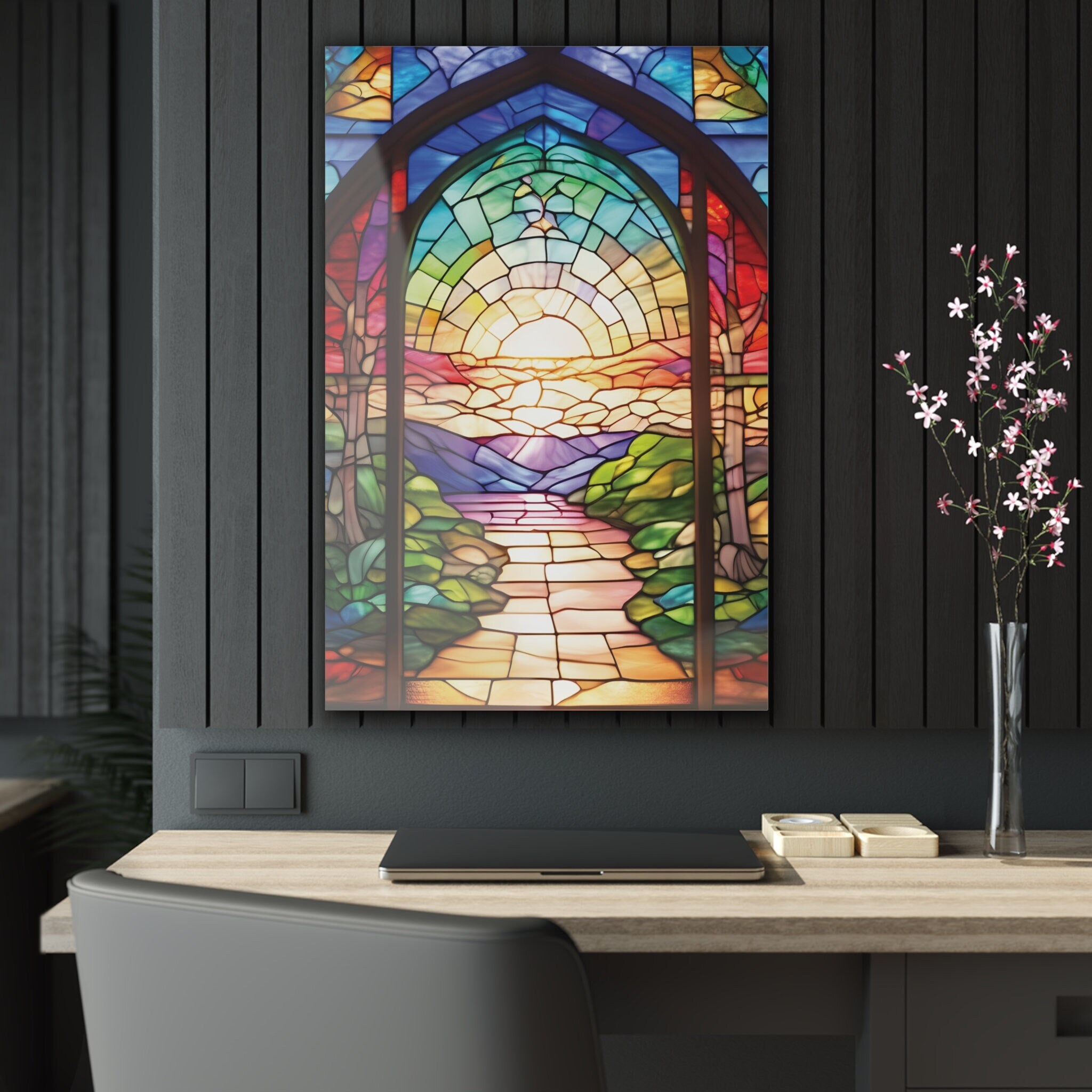 Stained Glass Heavenly Rainbow Bridge Acrylic Print High - Etsy