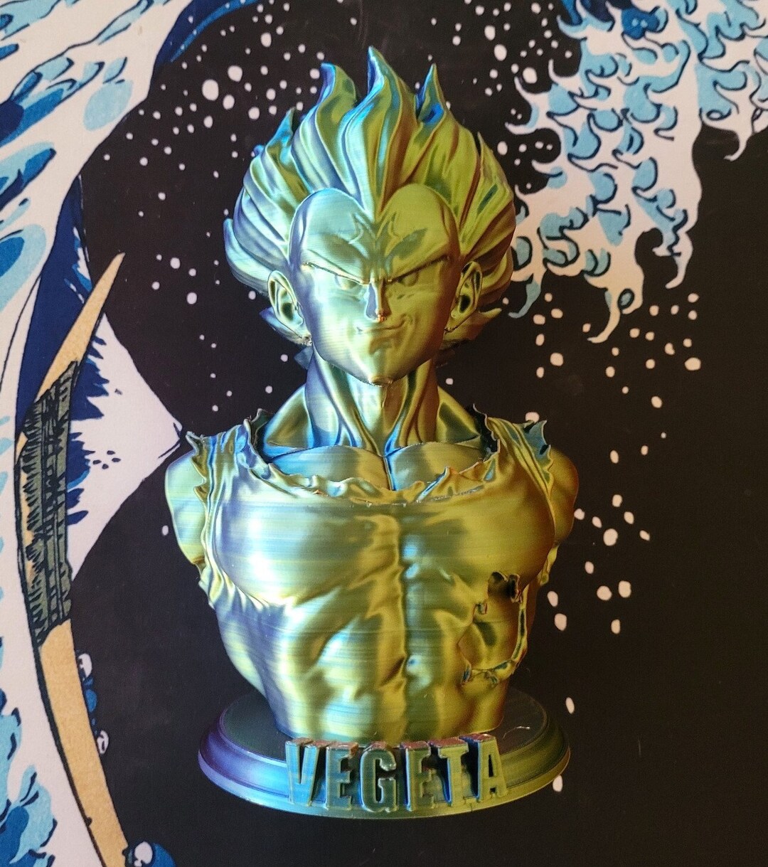 Dragon Ball Z 3D Printed Multicolor Vegeta Bust Saiyan Prince Showcase ...