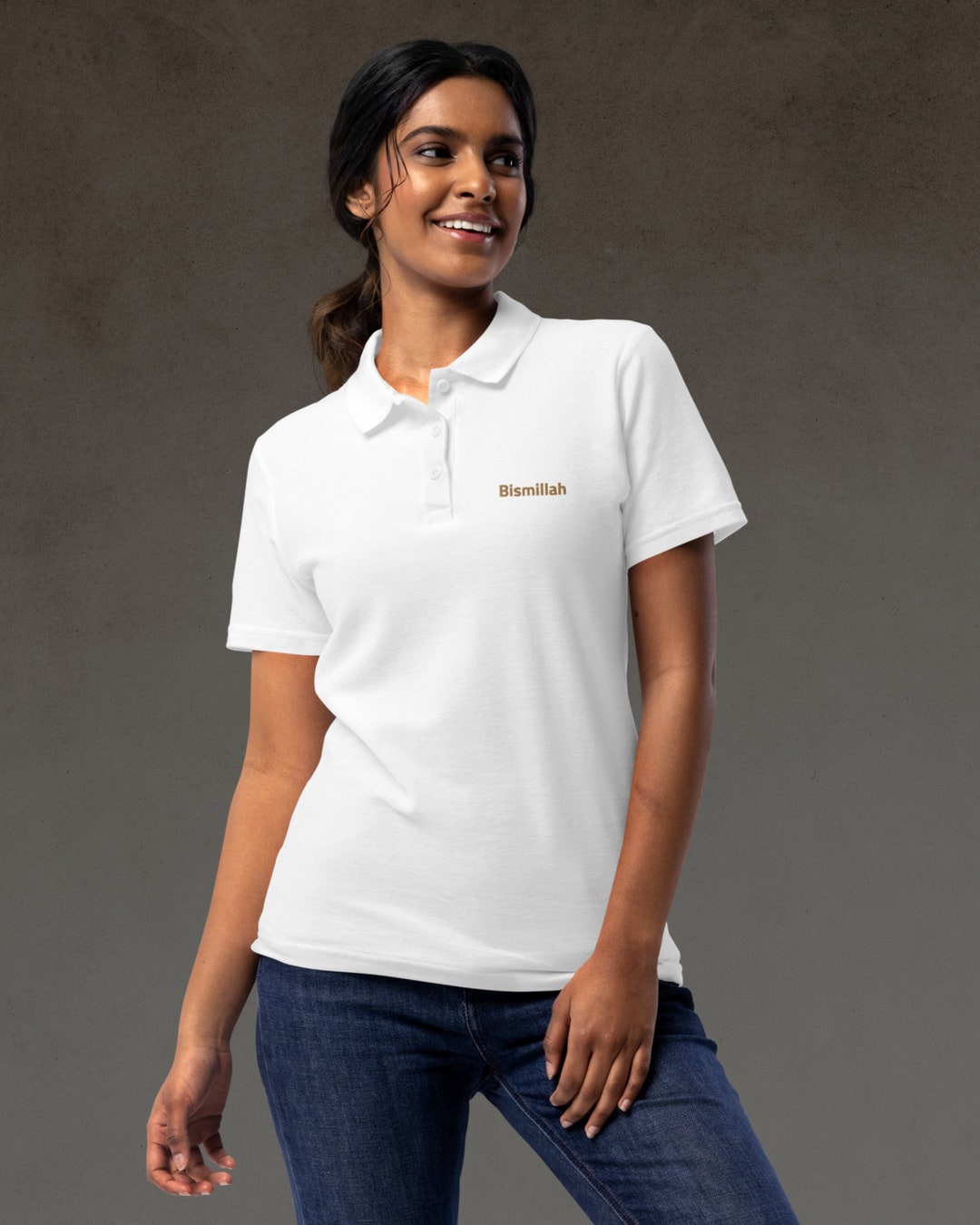 Gold-embroidered Bismillah Muslim Polo Shirt for Women - Etsy