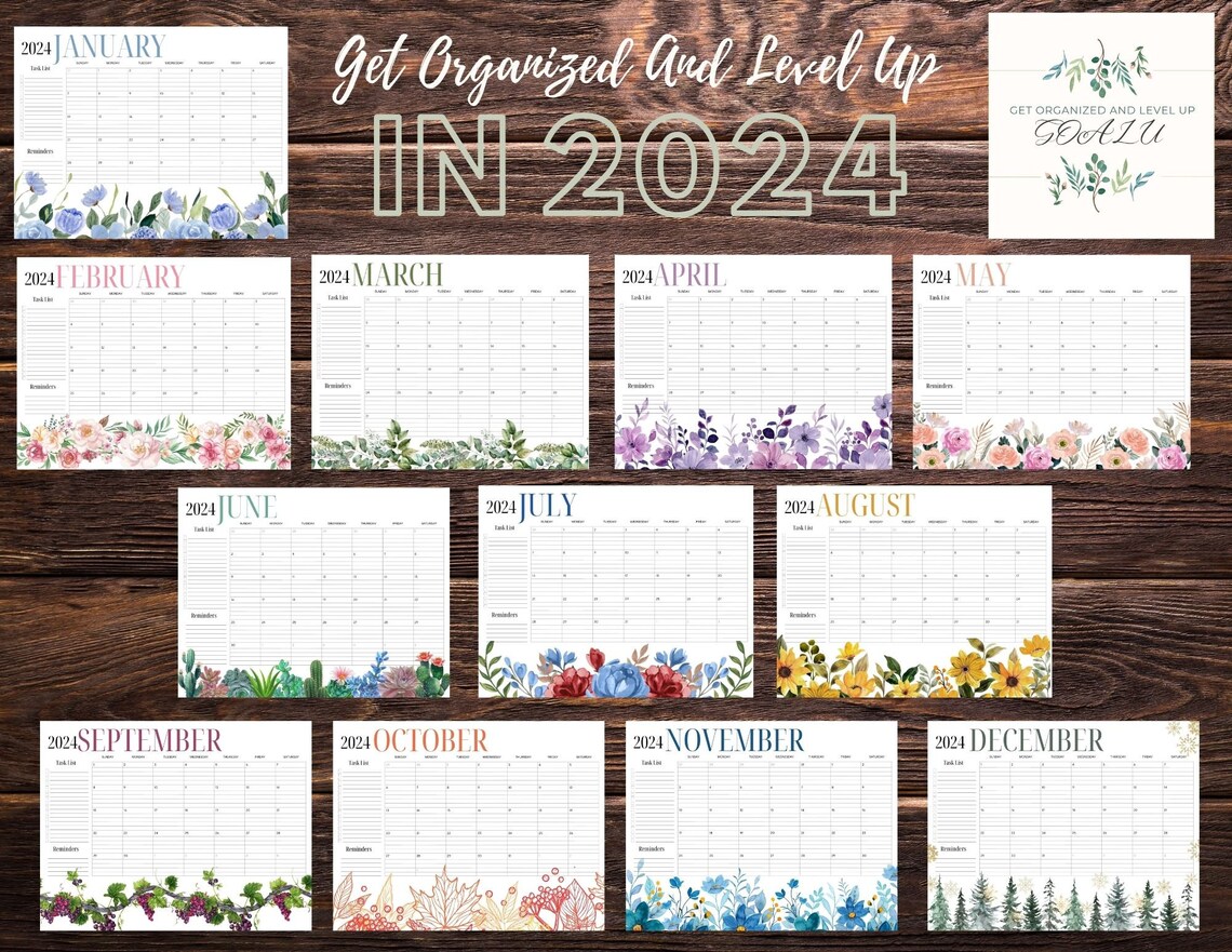 Lined 2024 Dated Printable Calendars, Instant Digital Download ...