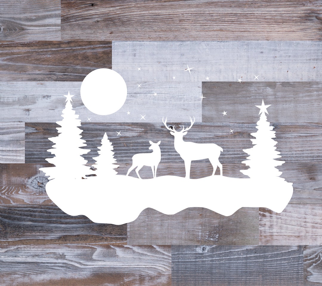 Christmas Scene , Christmas Scene With Trees, Winter SVG Scene, Winter ...