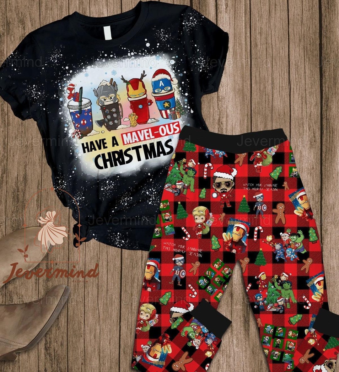 Christmas Marvel Shirt Marvel Pajamas Set Avengers Heroes - Etsy