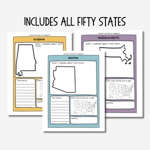 Fifty States Study Worksheets - Etsy