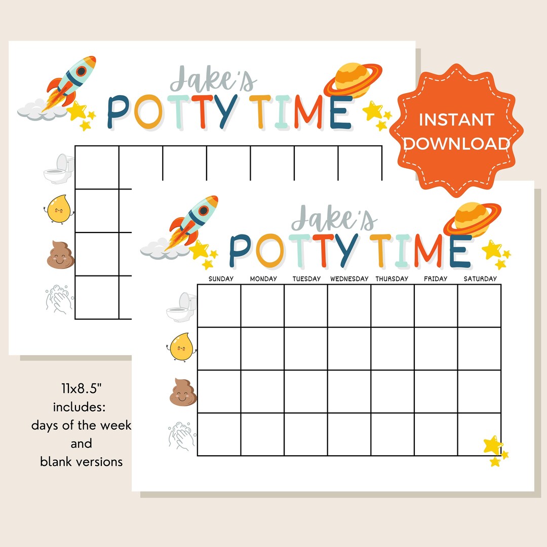 Toddler Space Potty Training Chart 5 Designs - Etsy