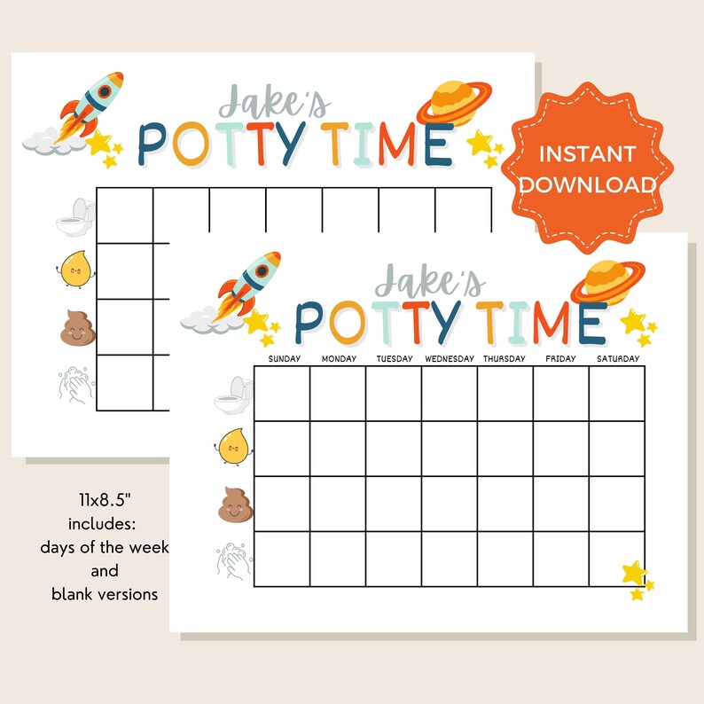 Toddler Space Potty Training Chart | 5 Designs! - Etsy