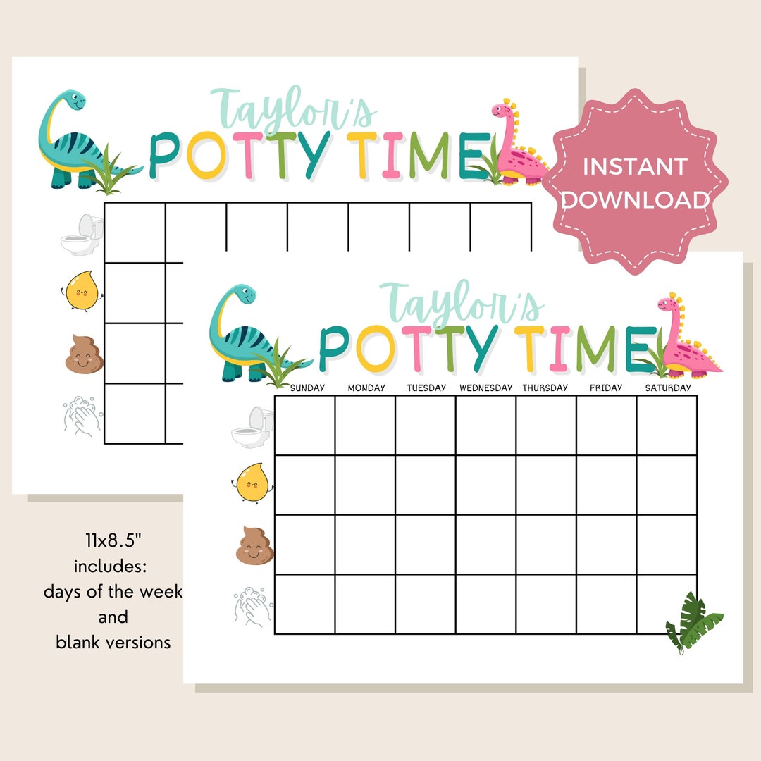 Toddler Dino Potty Training Chart 5 Designs - Etsy