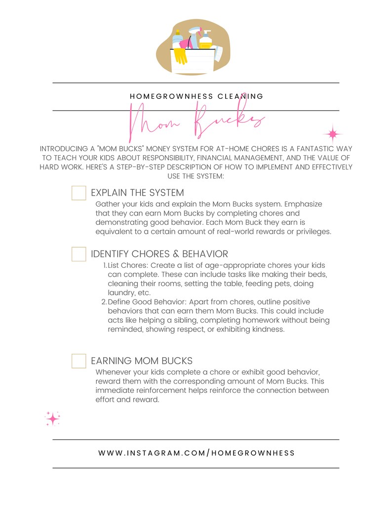 Kid's Cleaning Checklist by Age | Allowance System | Chore Reward ...