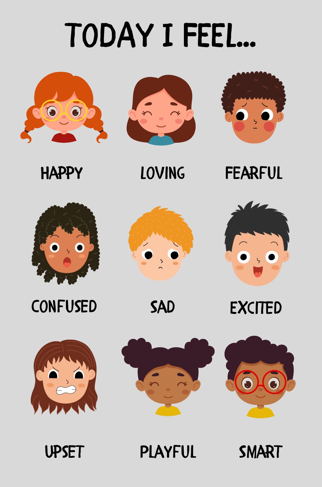 Childrens Emotions Chart Kids Chart Homeschool Teacher - Etsy
