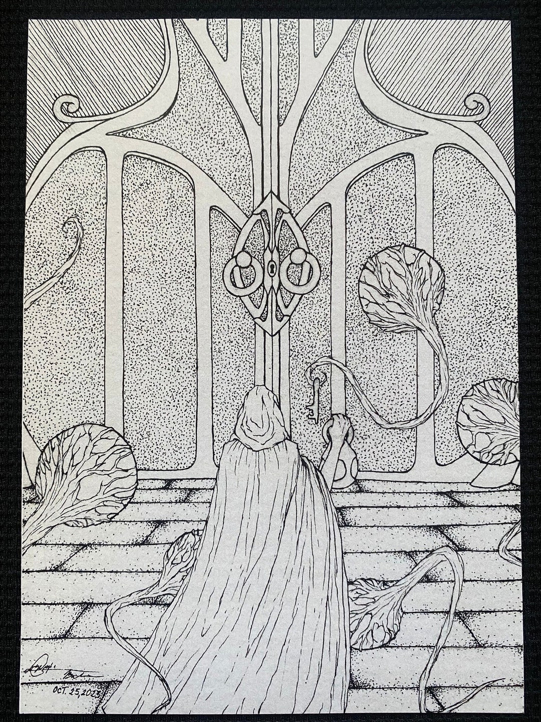 Arrival Small Line Art Print of an Ink Drawing on Watercolor - Etsy