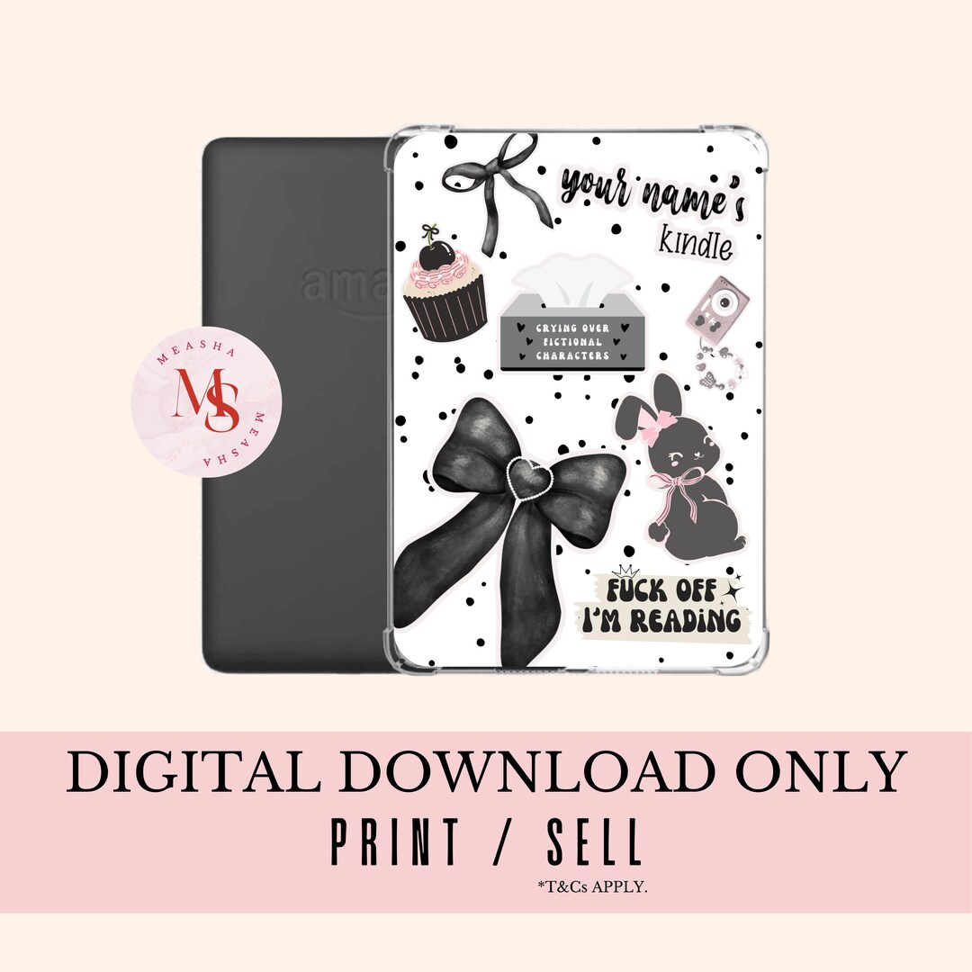 CUSTOMIZABLE NAME Printable Kindle Insert for Clear Case Black Coquette ...