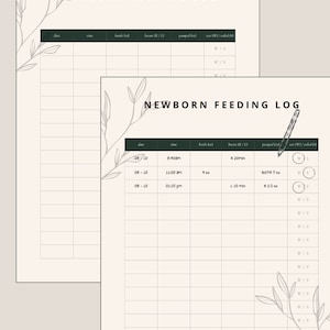 Infant Daily Log, Newborn Feeding, Digital Download, Printable, Letter ...