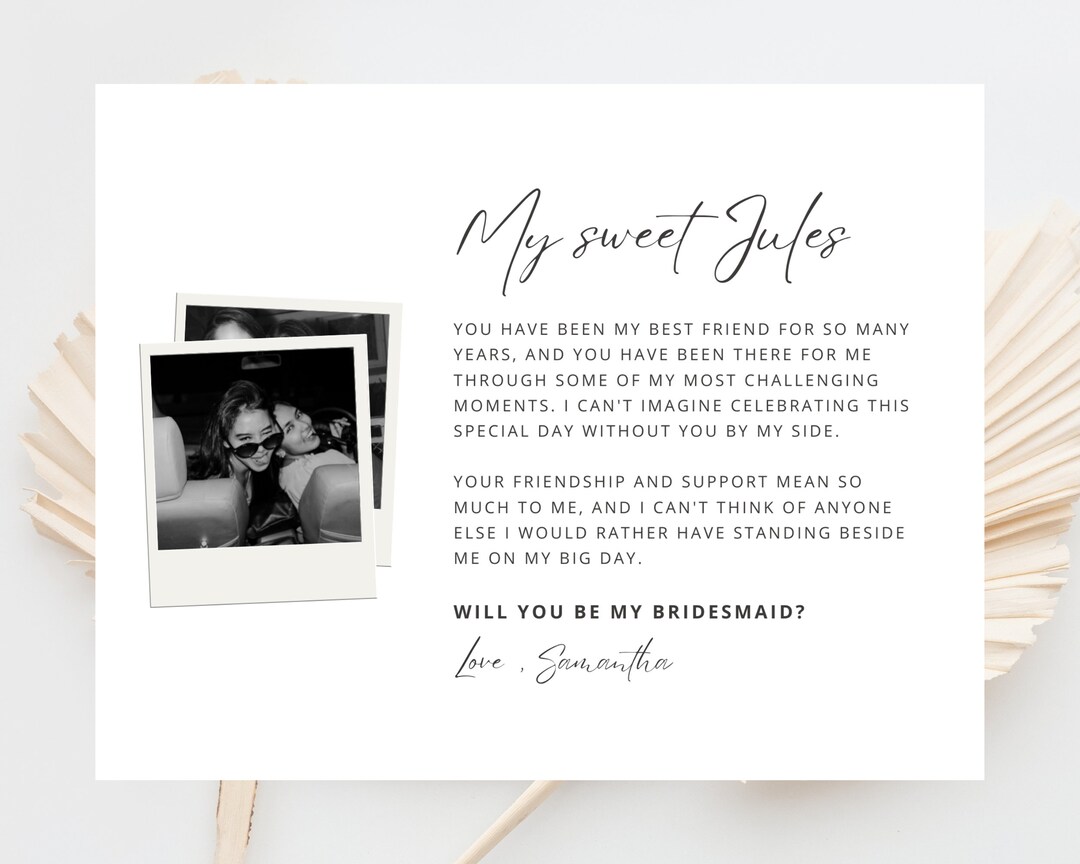 Modern Bridesmaid Proposal Card Template | Maid of Honor Proposal Card ...