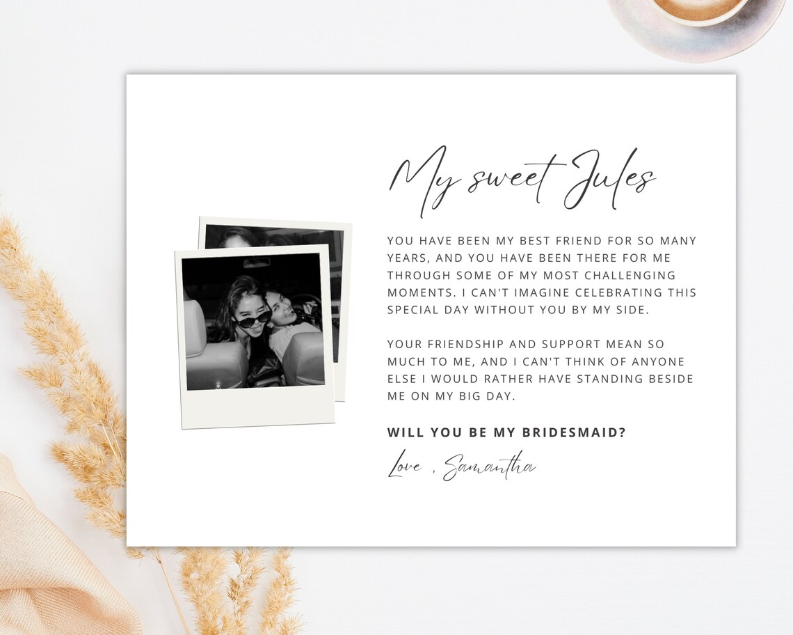 Modern Bridesmaid Proposal Card Template | Maid of Honor Proposal Card ...