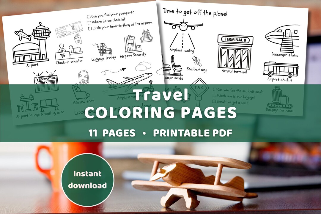 Travel Coloring Pages, Printable Coloring Activity for Curious Minds ...