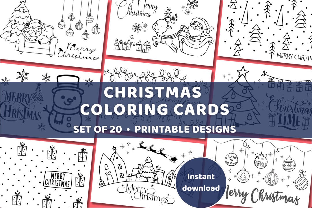 Christmas Coloring Cards | Printable DIY Holiday Greeting Cards to ...