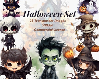 15 Pastel Halloween Clipart Cute Ghost Witch Bat Skeleton - Etsy Sweden