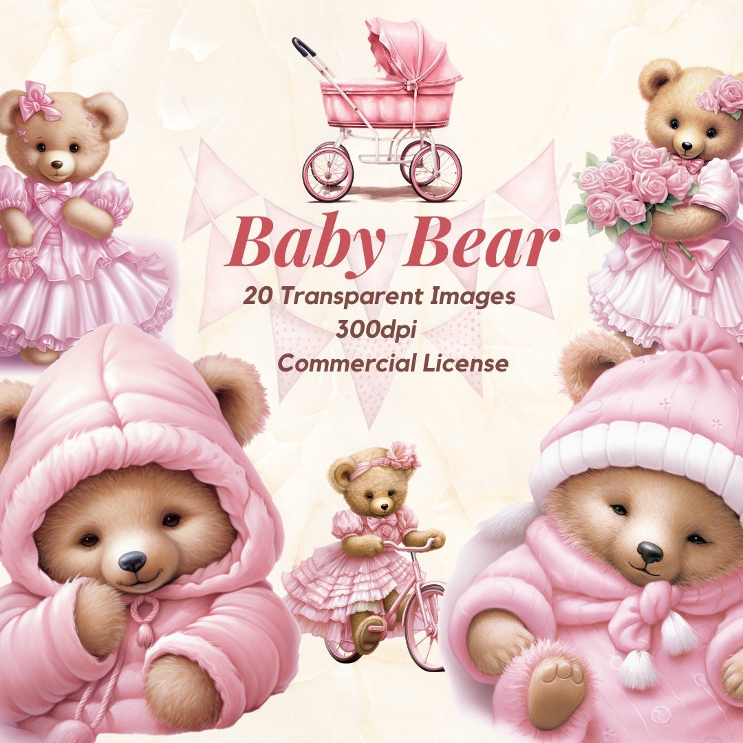Watercolor Teddy Bear Clip Art Clipart Baby Shower for a - Etsy