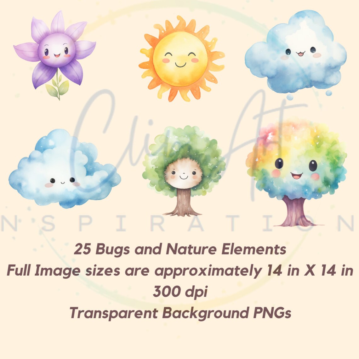 Watercolour Cute Bugs Nature Clipart Cute Bugs for Baby Shower Nursery ...