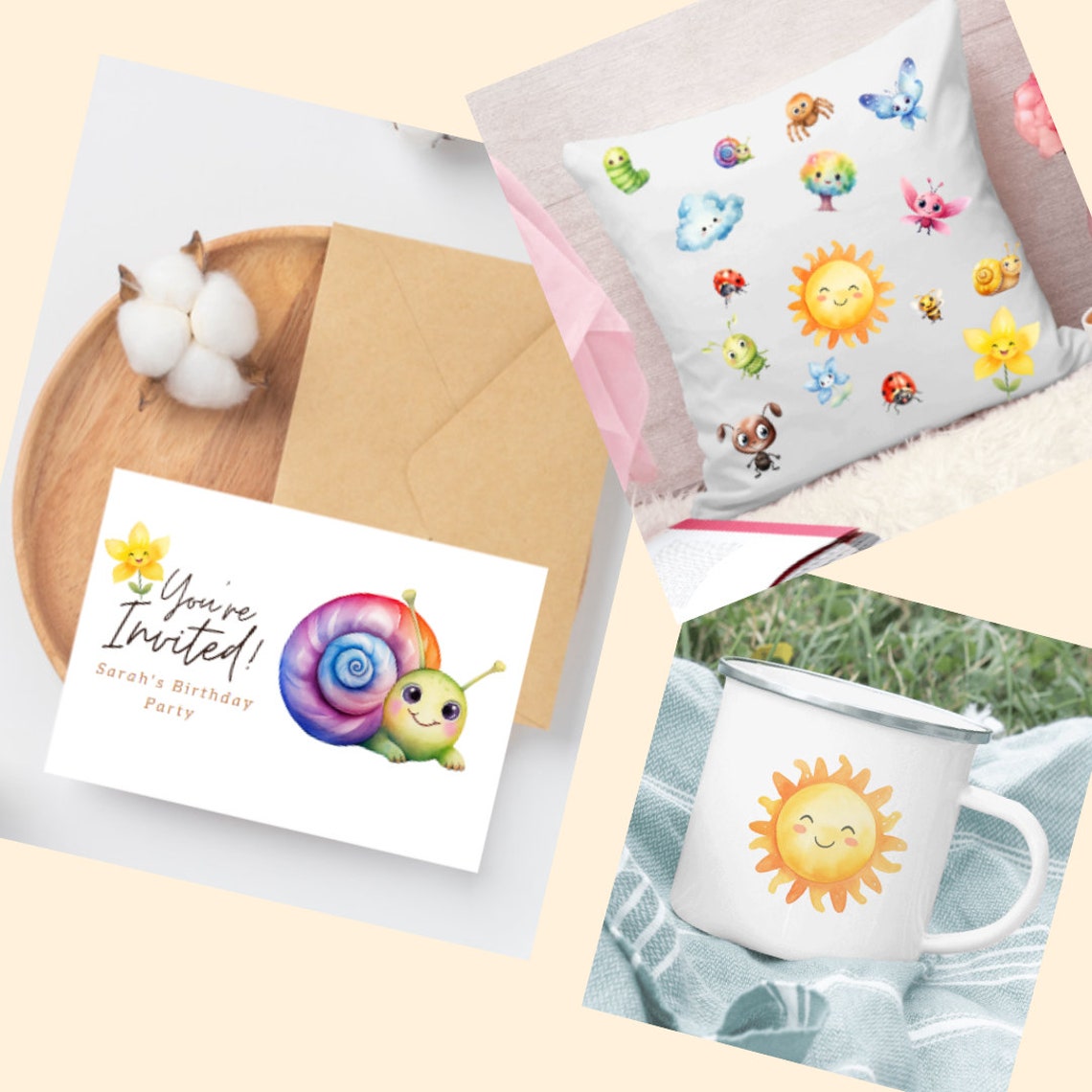 Watercolour Cute Bugs Nature Clipart Cute Bugs for Baby Shower Nursery ...