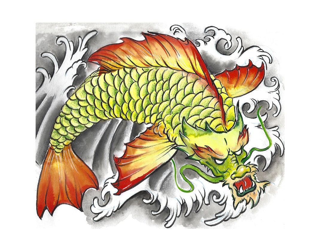 Koi Dragon, Asian Dragon Art, Koi Fish Art, Aquatic Hybrid, Fish Art ...