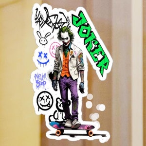 Kiss-cut Vinyl Decals Joker Sticker Skateboard Back to School Vinyl ...